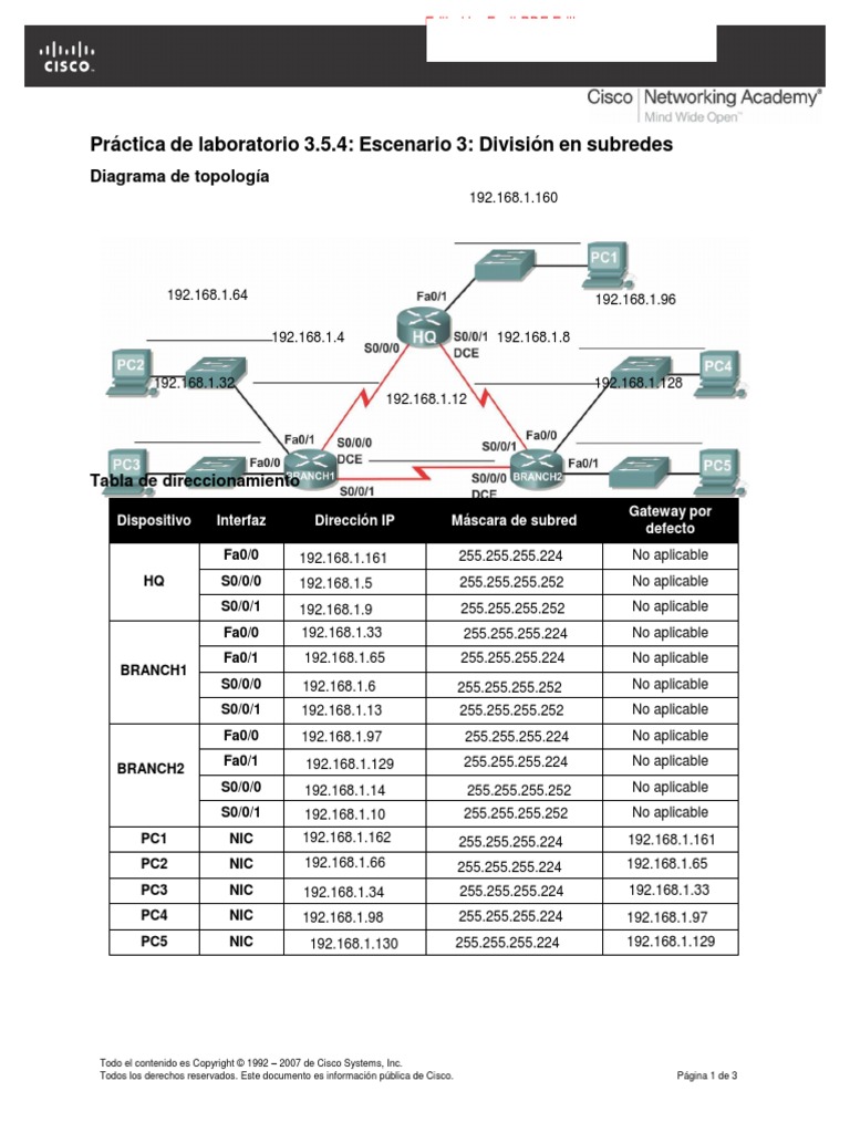 Lab-3 5 4 | PDF | Dirección IP | Enrutador (Computación)
