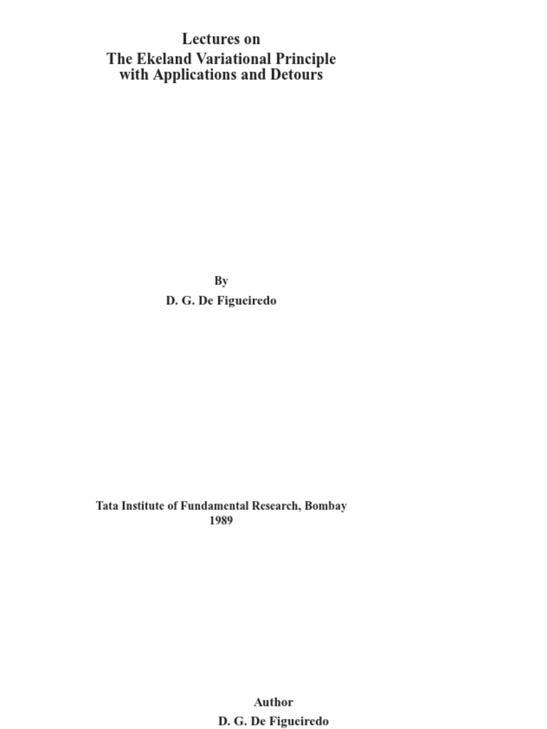 FIGUEIREDO - Lectures On The Ekeland Variational Principle With | PDF | Banach Space | Compact Space