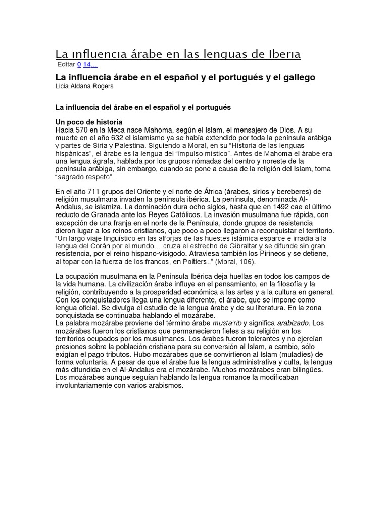 La Influencia Árabe en Las Lenguas de Iberia | PDF | Arábica | Al Andalus