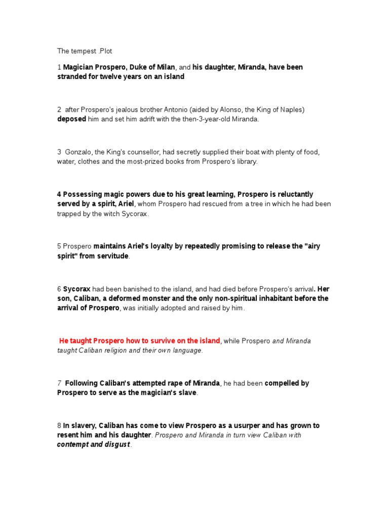 The Tempest .Plot | Download Free PDF | The Tempest | Shakespearean ...