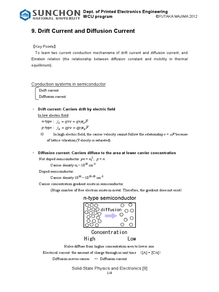 9 Drift Current and Diffusion Current 2012 | PDF | Electric Current ...