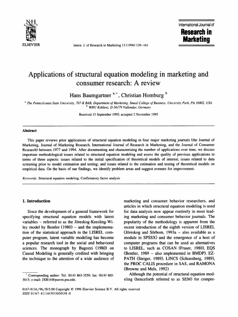 Applications of Structural Equation Modeling in Marketing and Consumer ...