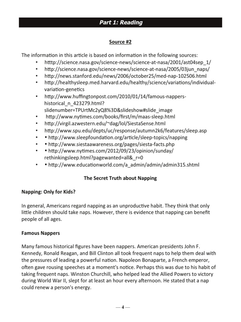 Source 2 - GD Ela Performance Task Level 1 Spring 2014 | PDF | Nervous ...