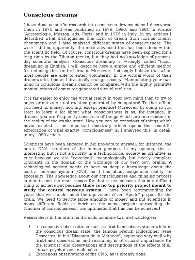 Conscious Dreaming and Controlled Hallucinations | PDF | Dream ...