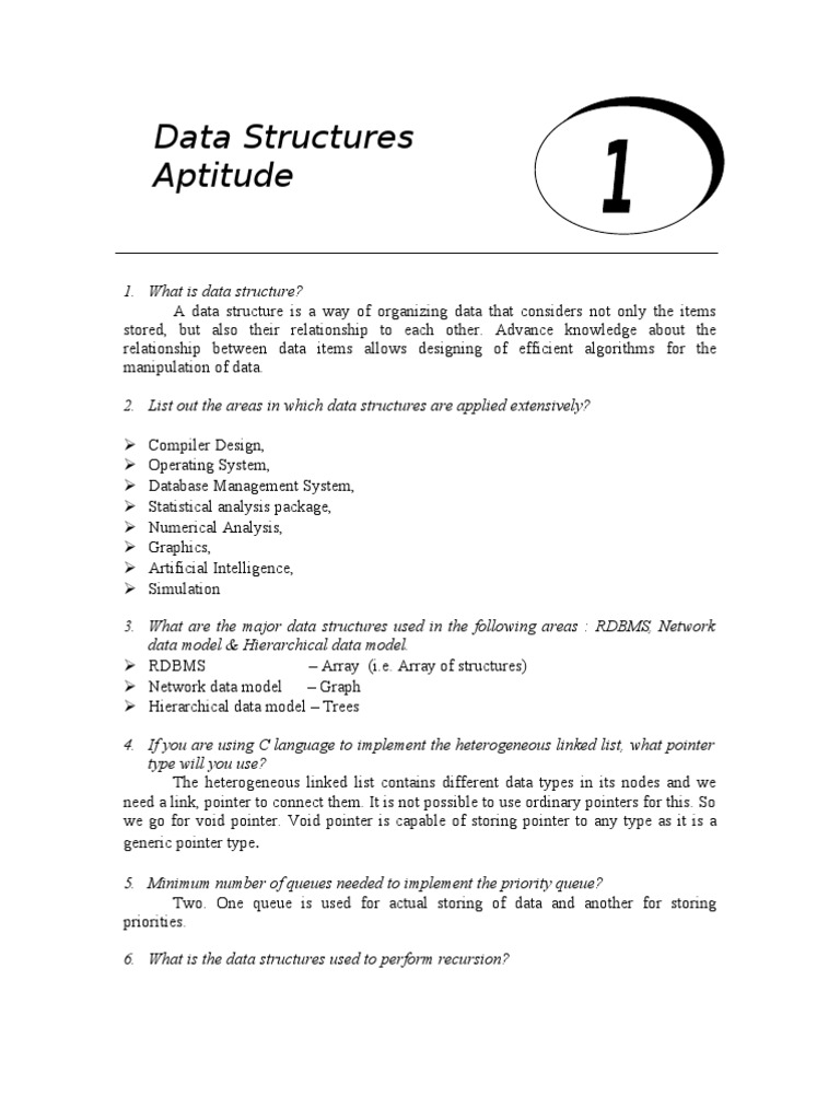Data Structures Aptitude | PDF | Pointer (Computer Programming) | C ...