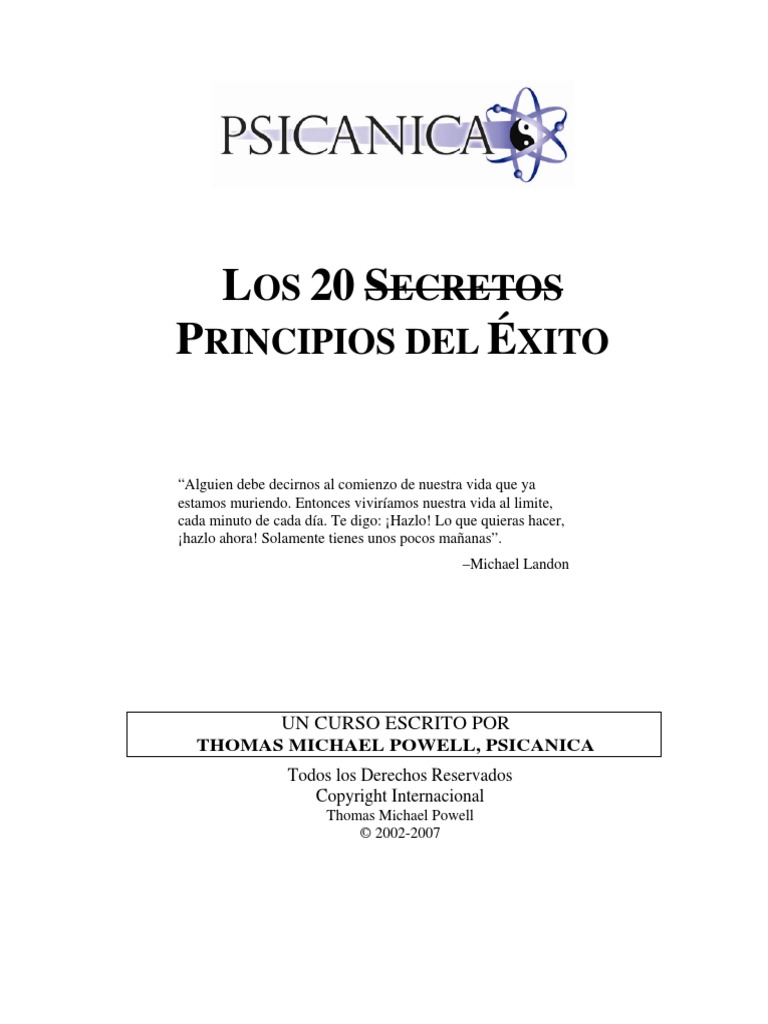 Los 20 Principios Del Exito | PDF | Temor | Toma de decisiones