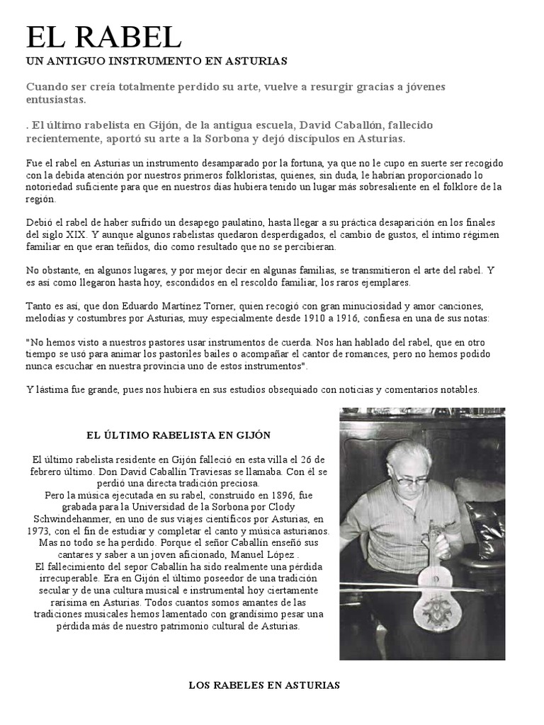 El Rabel: Patrimonio Musical Asturiano | PDF | Guitarras | Cordófonos