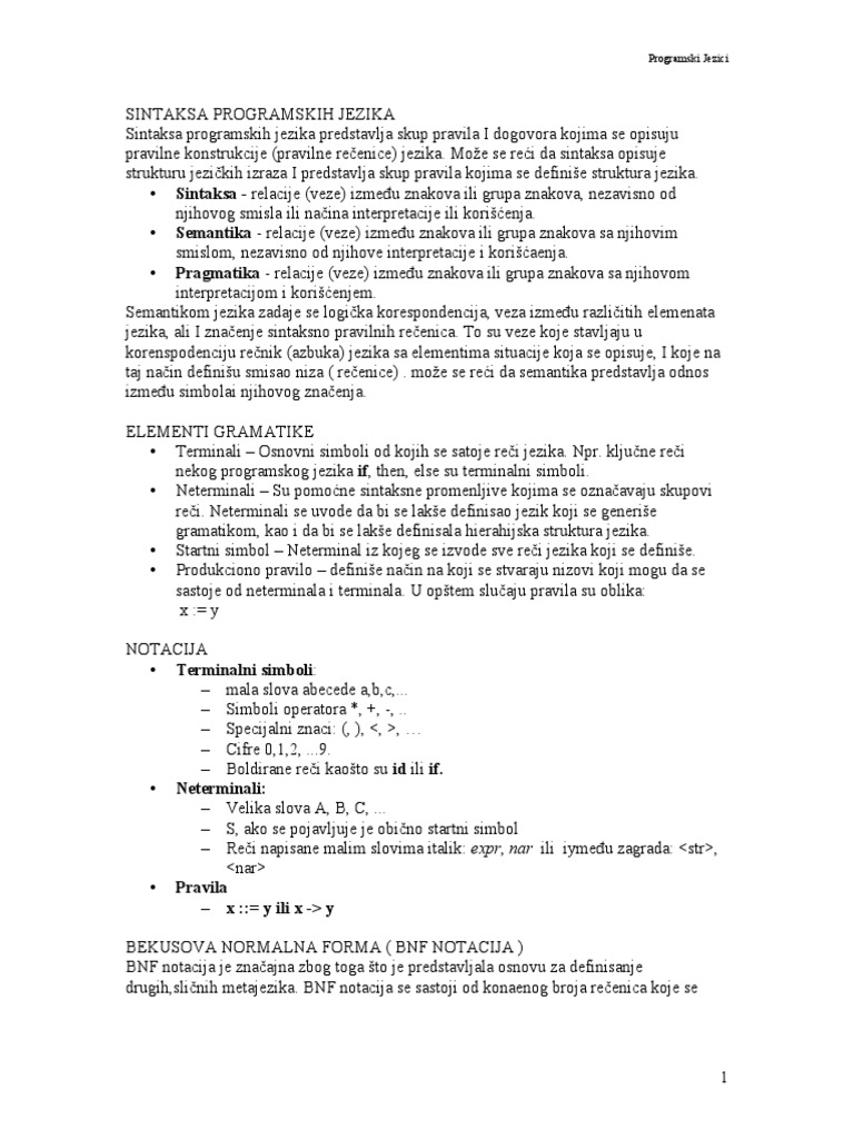 Programski Jezici - Skripta | PDF