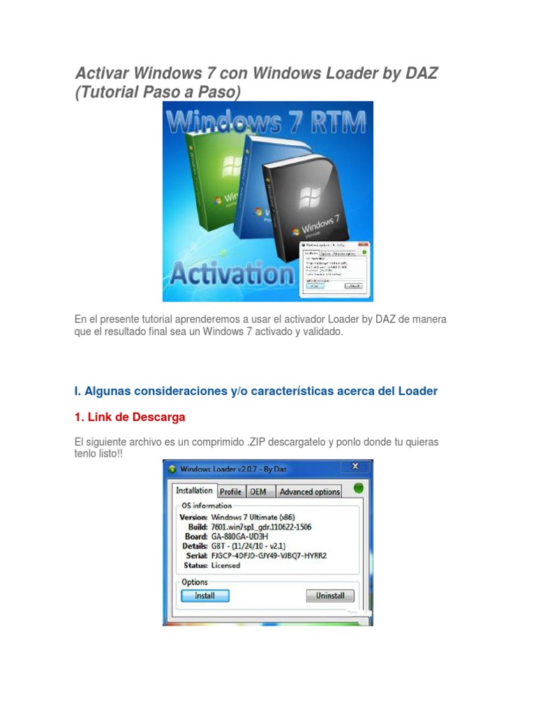 Activar Windows 7 Con Windows Loader | PDF | Windows 7 | Microsoft Windows