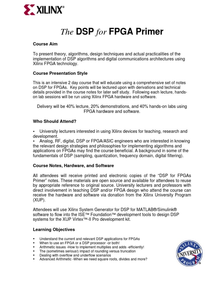 The Dsp For Fpga Primer Pdf Field Programmable Gate Array Digital