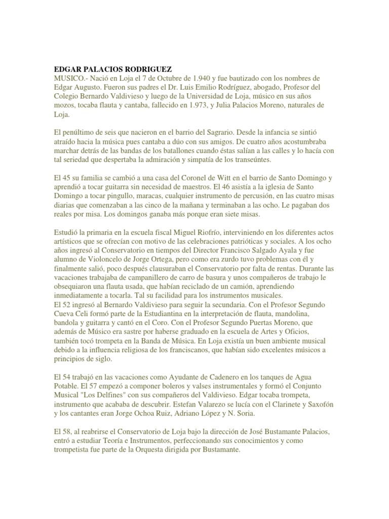 Edgar Palacios Rodríguez | PDF | Ecuador | Trompeta
