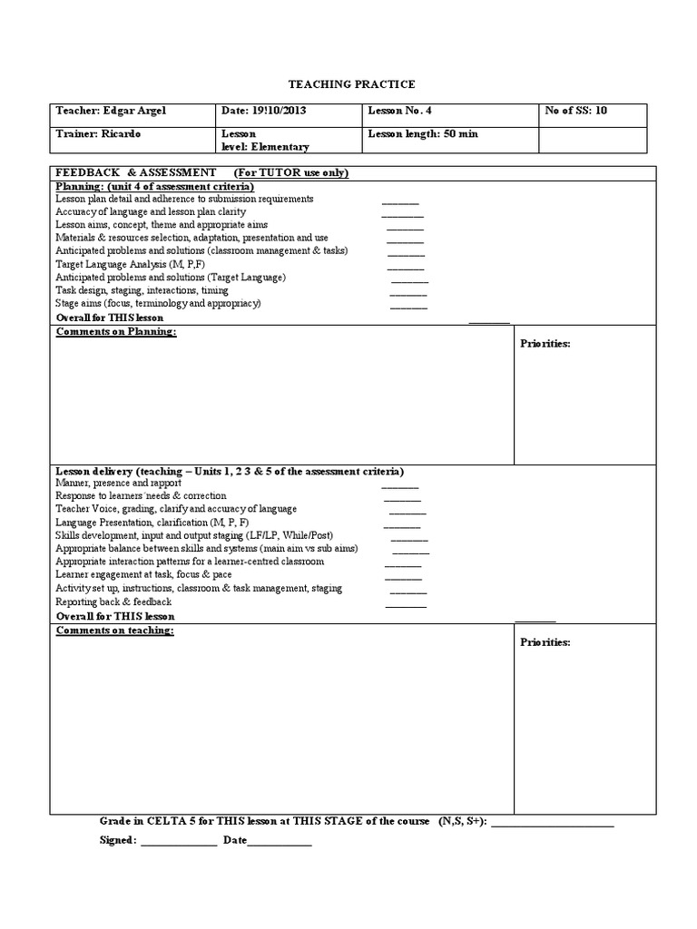 Celta TP4 | PDF | Question | Lesson Plan