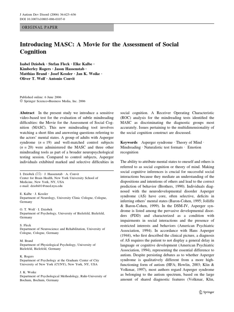 Masc | PDF | Autism | Asperger Syndrome