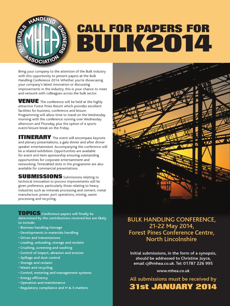 Call for Papers: Bulk Handling Conference 2014 | PDF | Business ...