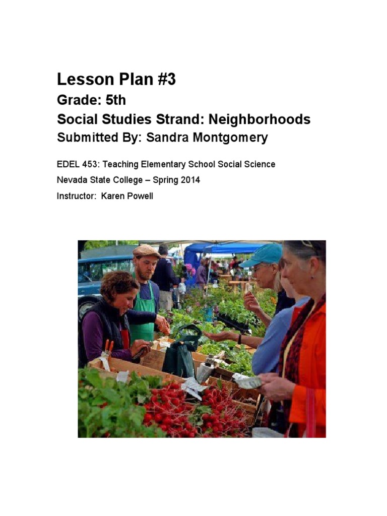 Lesson Plan #3: Grade: 5th Social Studies Strand: Neighborhoods | PDF ...