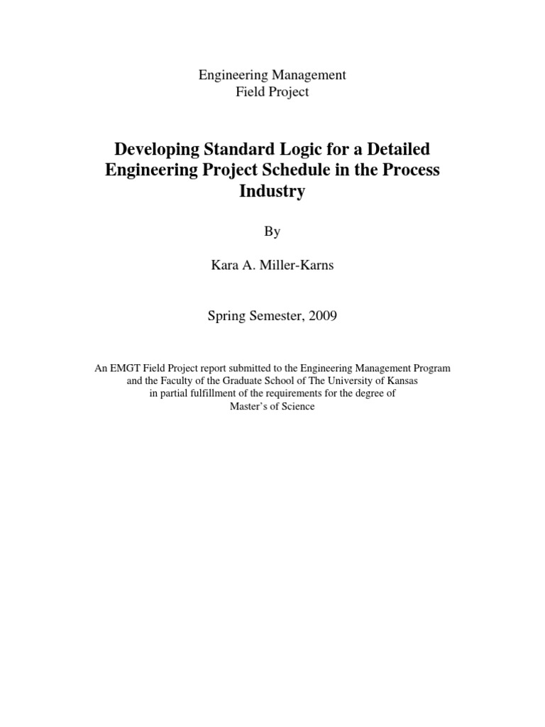 Developing Standard Logic For A Detailed Engineering Project Schedule ...