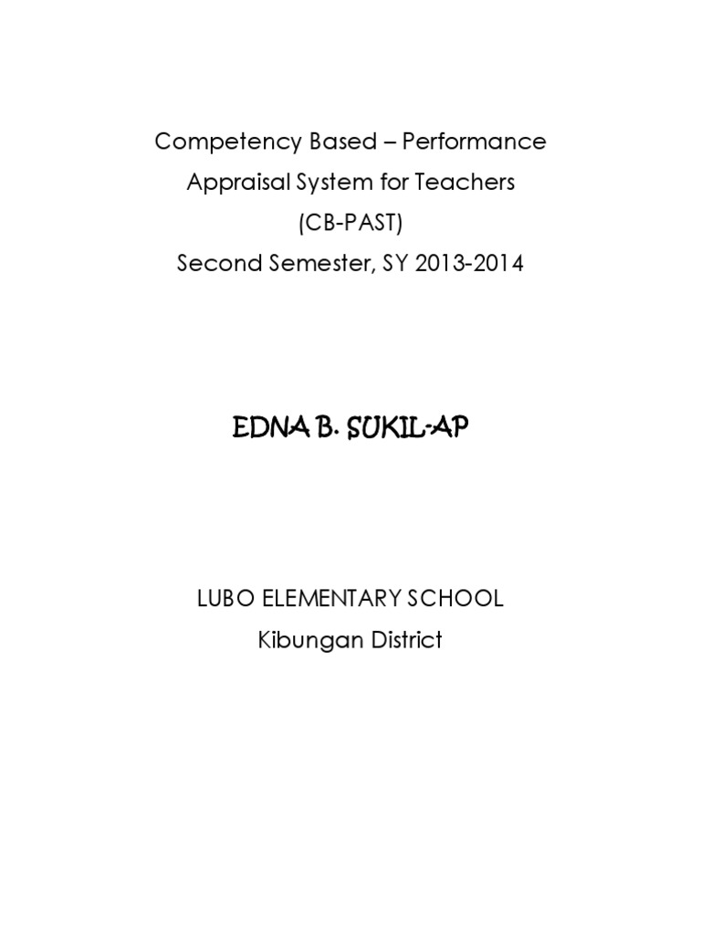 Competency Based - Performance Appraisal System For Teachers (CB-PAST ...