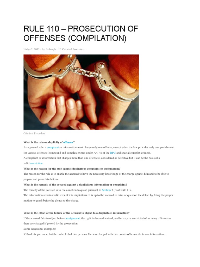 Rule 110 | PDF | Prosecutor | Crime & Violence