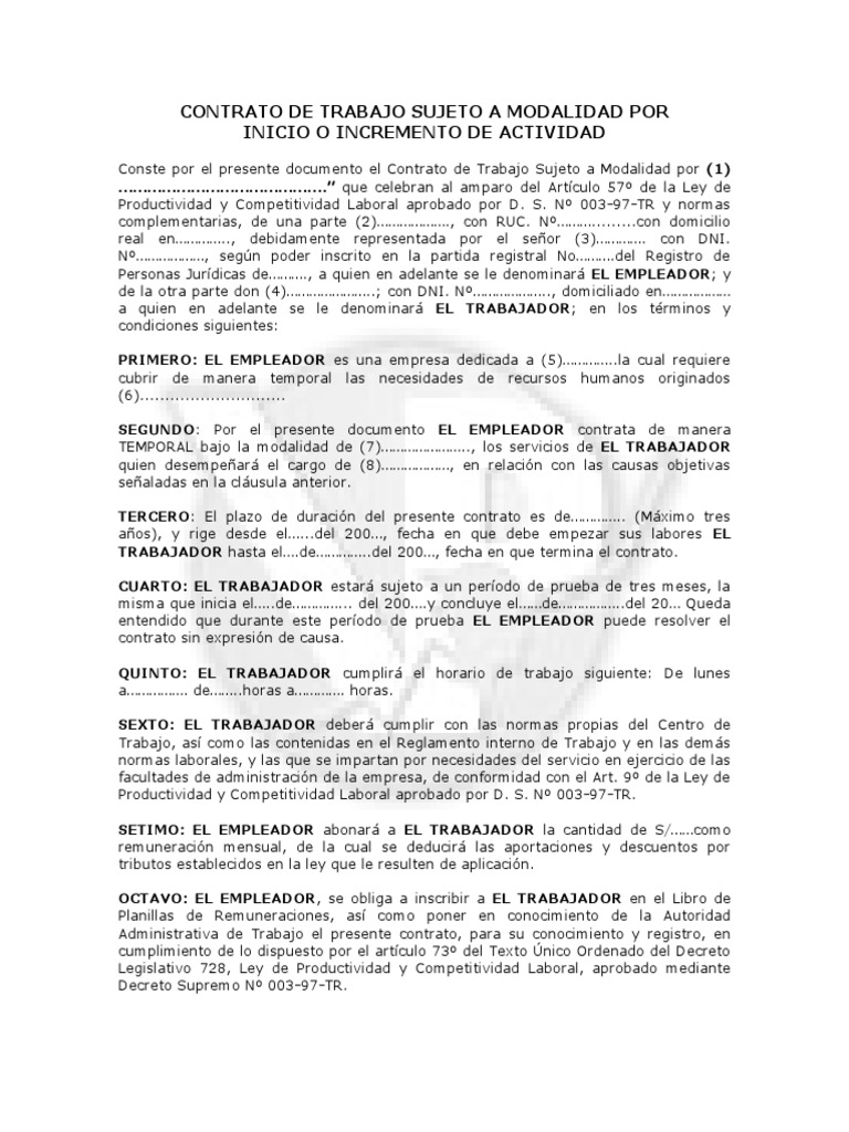 Contrato Por Incremento de Actividad | PDF | Derecho laboral | Economias