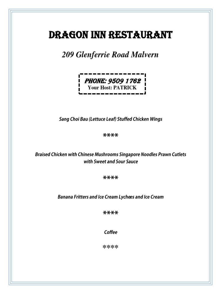 Revised Restaurant Document | PDF