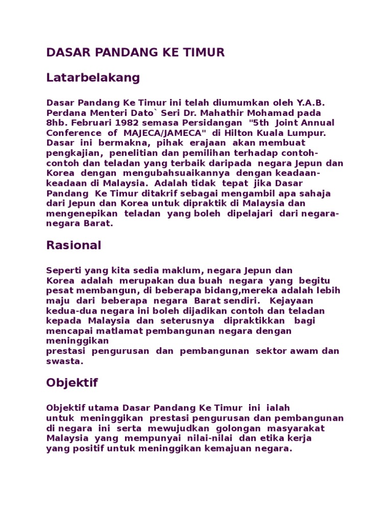 Dasar Pandang Ke Timur | PDF