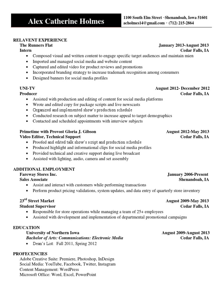 Alex C Holmes Resume Digital | PDF