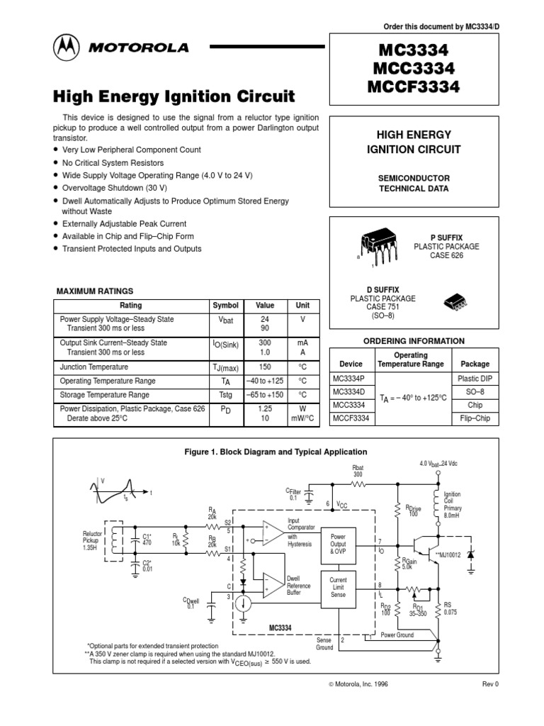 Datasheet MC3334 | PDF | Ignition System | Inductor