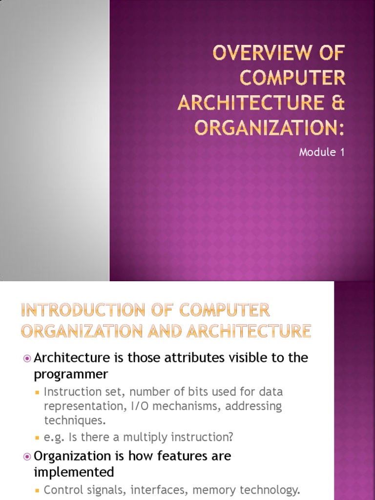 Overview of Computer Architecture & Organization | PDF | Computer Data ...