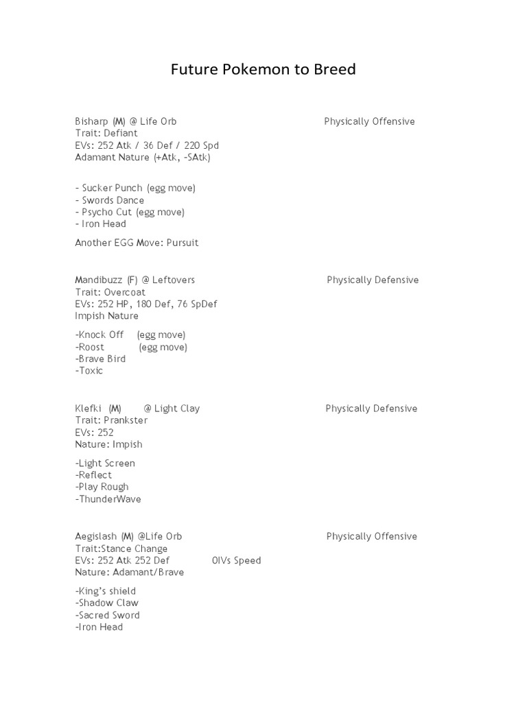 Future Pokemon To Breed | PDF