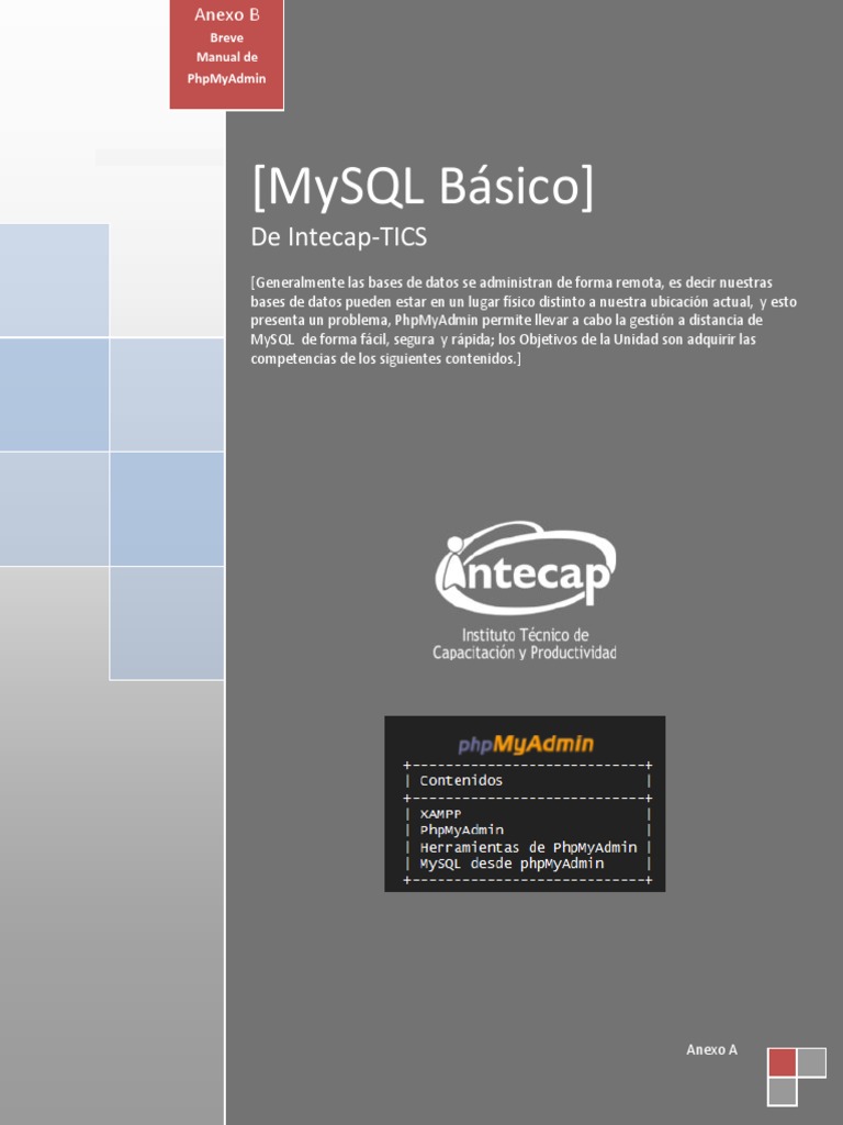 Anexo B Manual PhpMyAdmin | PDF | SQL | Tabla (base de datos)
