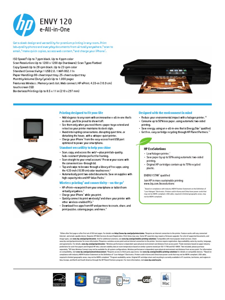 ENVY 120: e-All-in-One | PDF | Image Scanner | Printer (Computing)