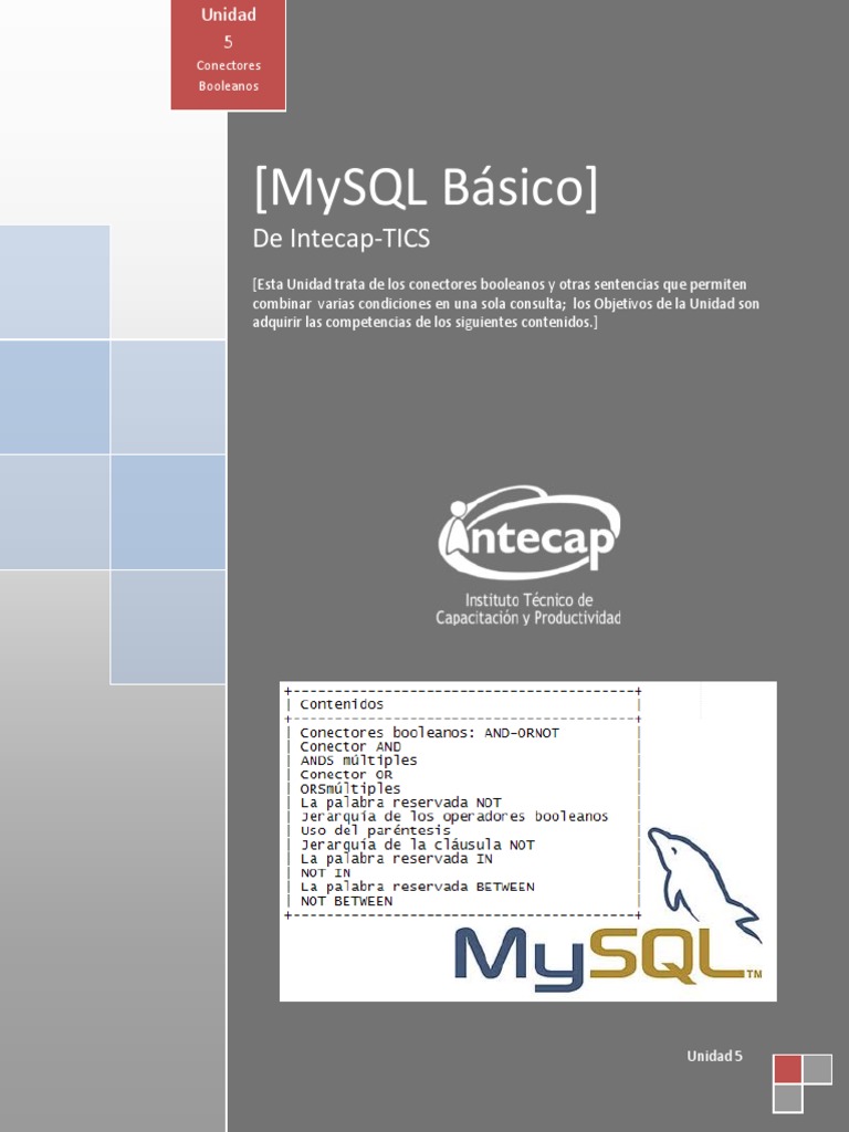 Unidad 5 Conectores Booleanos | PDF | SQL | Lenguaje de programación