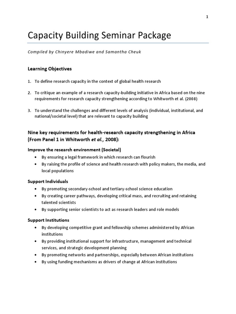 Package For Capacity Building Seminar - Final 1 | PDF | Capacity ...