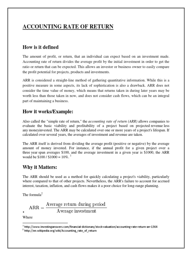 Accounting Rate of Return | Download Free PDF | Profit (Accounting ...