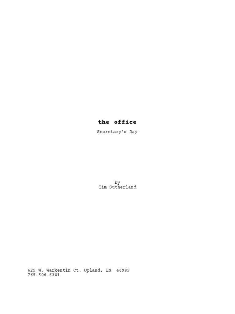 The Office Spec Script | Television Series | American Television Episodes