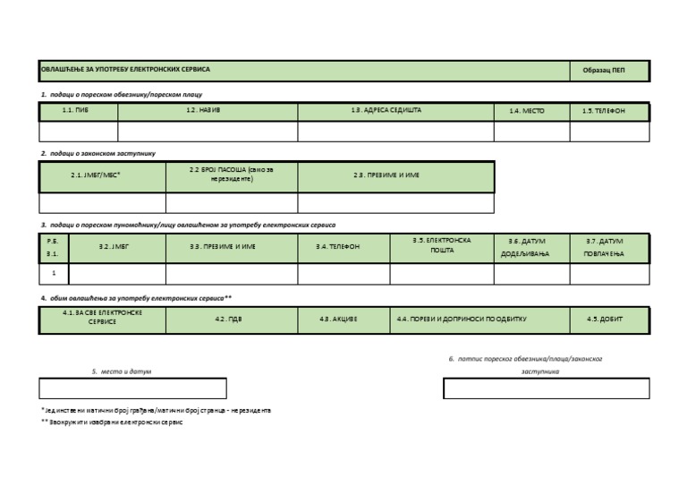 Novi Obrazac PEP | PDF