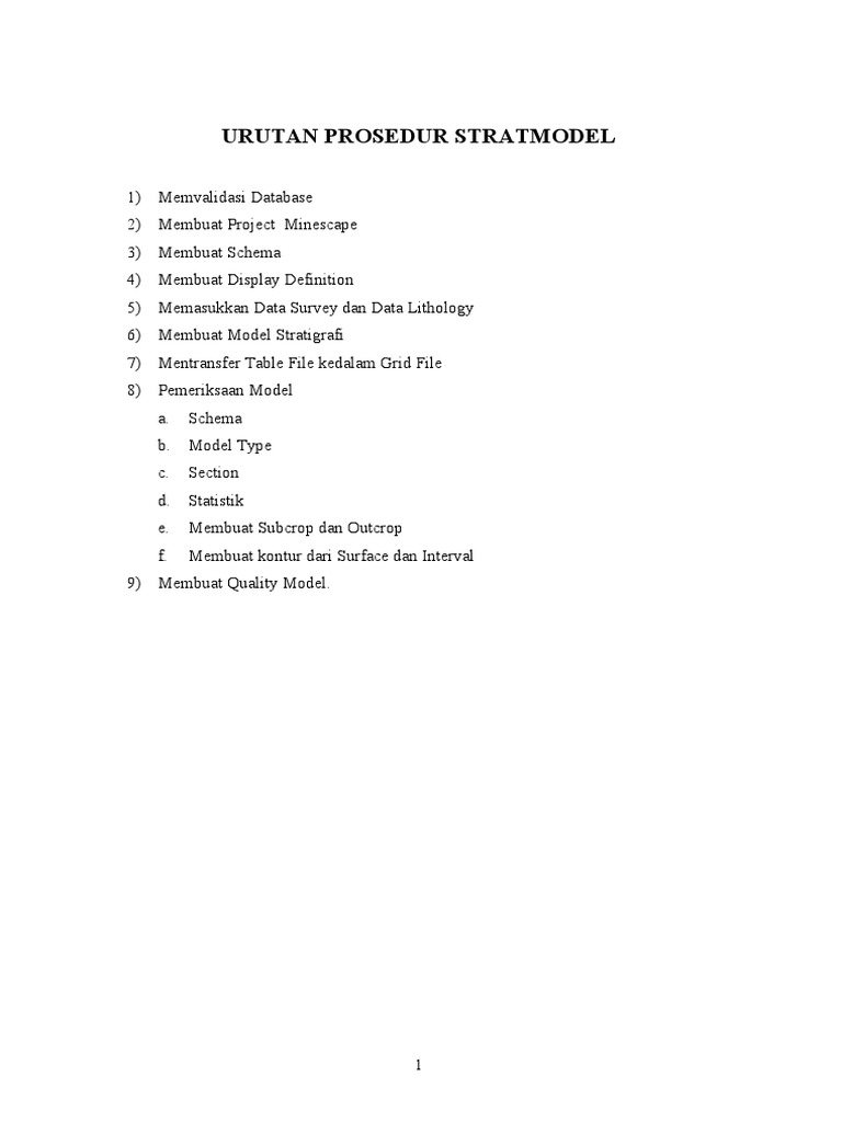 Urutan Prosedur Stratmodel Minescape | PDF