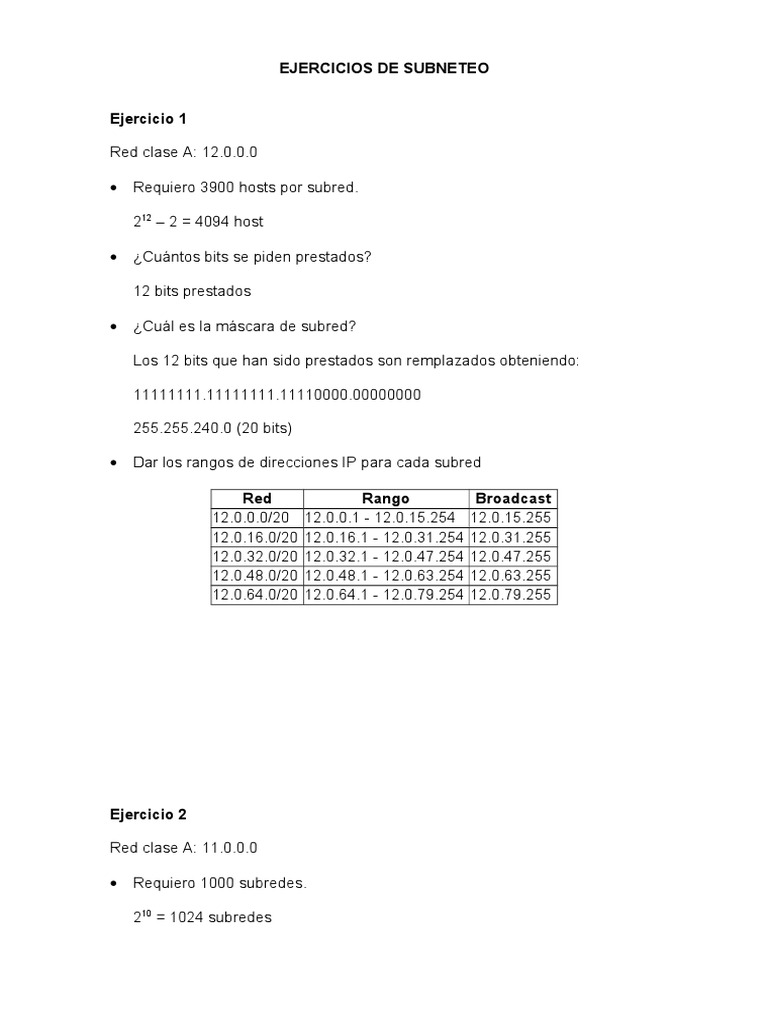 Practicas de Subneteo | PDF | Dirección IP | Protocolos de comunicaciones