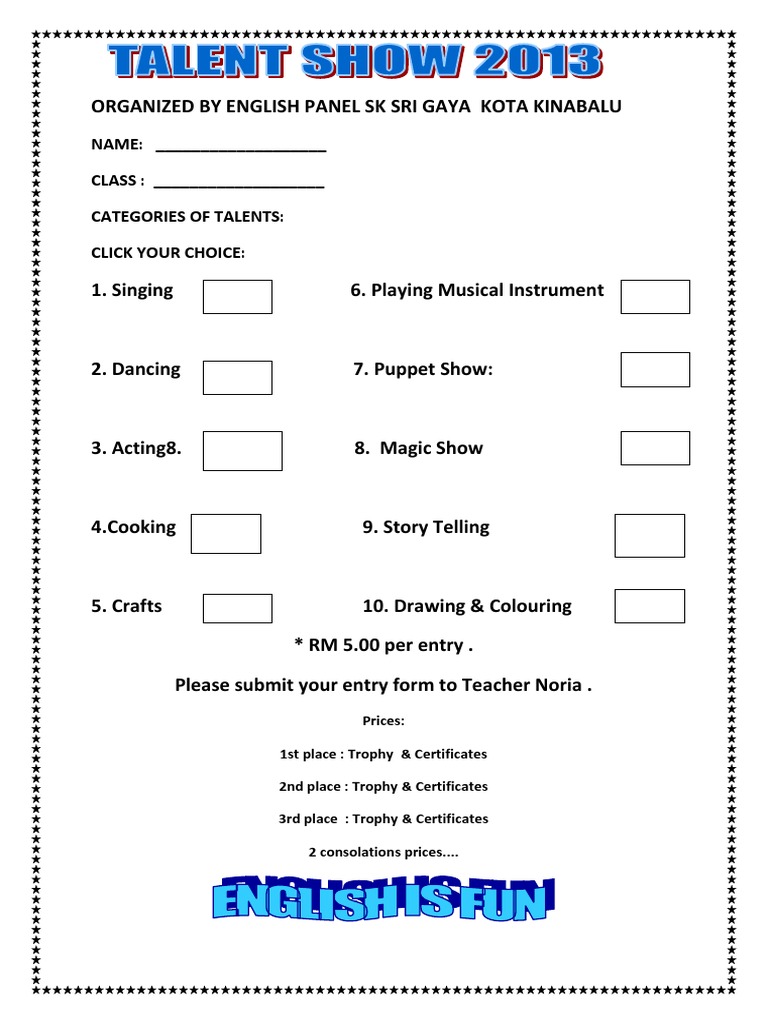 Talent Show Entry Form | PDF | Home & Garden