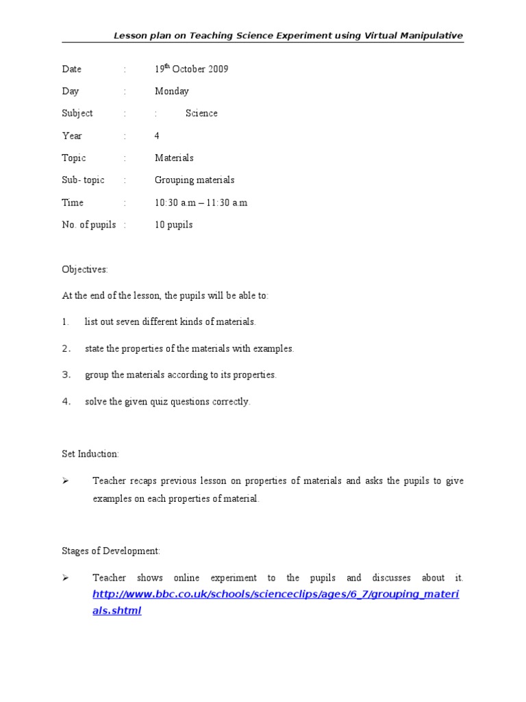 Virtual Science Experiment Lesson Plan | PDF