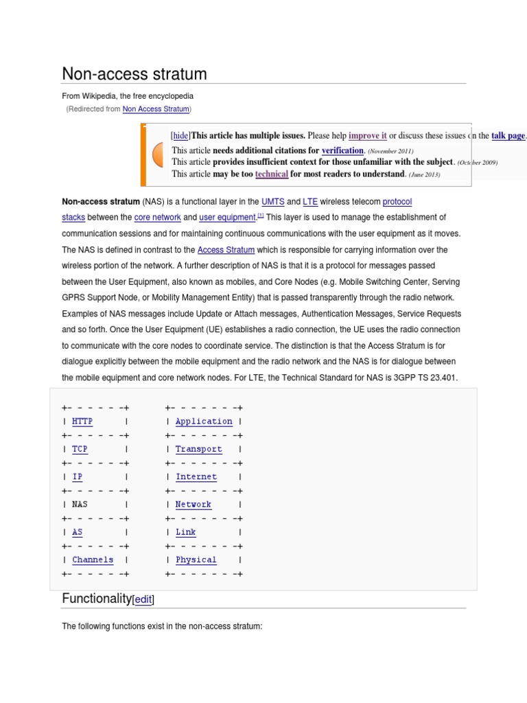 Non-Access Stratum: Functionality | PDF | Computers | Technology & Engineering