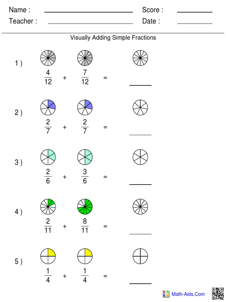 Simple Fraction Addition Worksheet | PDF