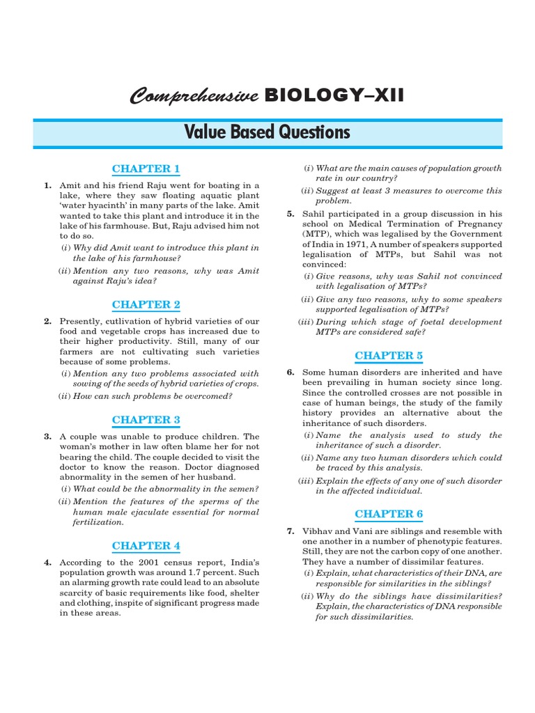 Values Based Questions Biology | PDF | Biotechnology | Plant Breeding