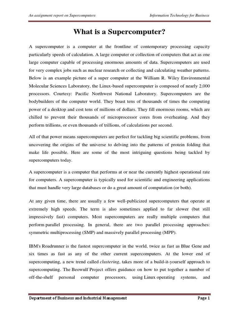 Supercomputers | Download Free PDF | Supercomputer | Areas Of Computer ...