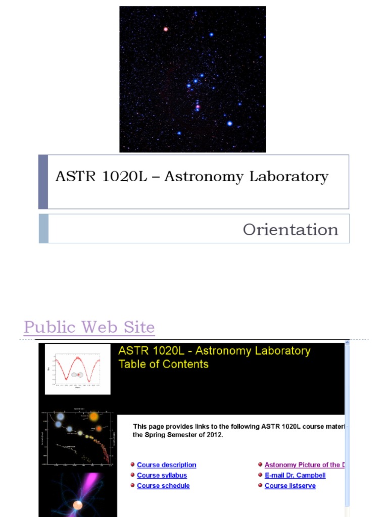 ASTR 1020L Astronomy Lab Overview | PDF | Technology & Engineering