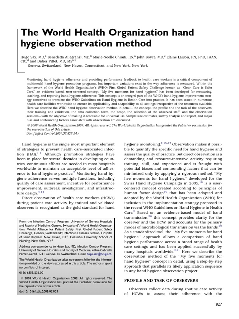Who+Hand+Hygiene+Observation+Method | Hygiene | Hand Washing