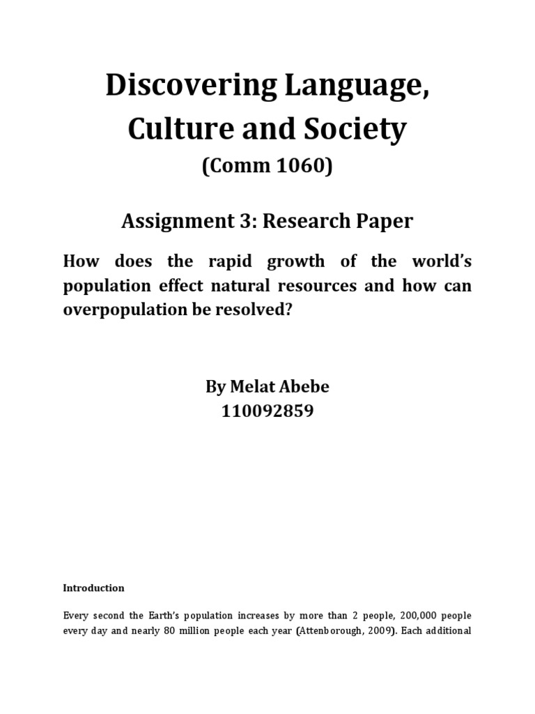 Research Essay Overpopulation | PDF | Human Overpopulation | World ...