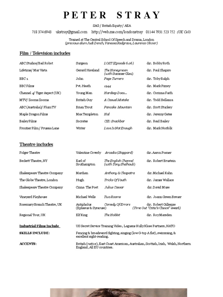 Stray Actor Resume | PDF