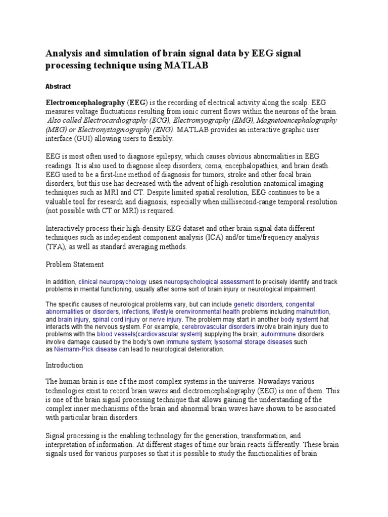 Analysis and Simulation of Brain Signal Data by EEG Signal Processing Technique Using MATLAB ...