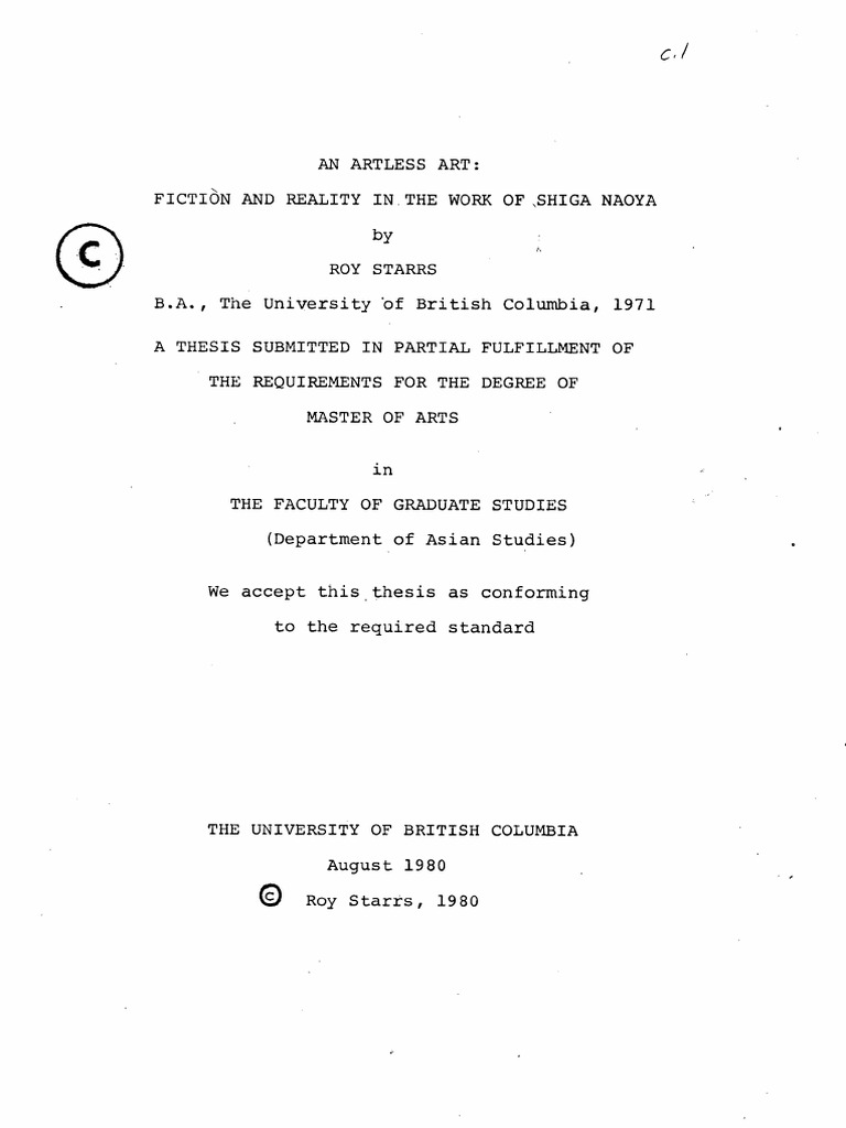 Fiction and Reality in The Work of Shiga Naoya | PDF